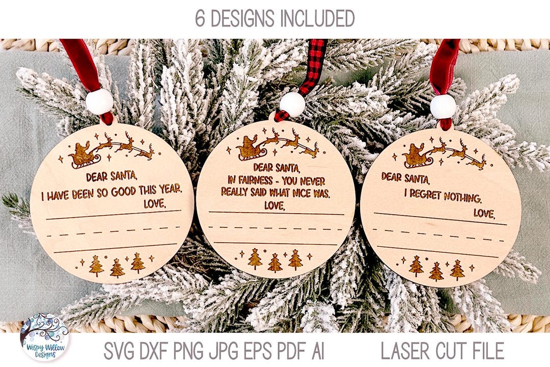 Dear Santa Christmas Ornament SVG File for Laser Cutter, Funny Kids ...