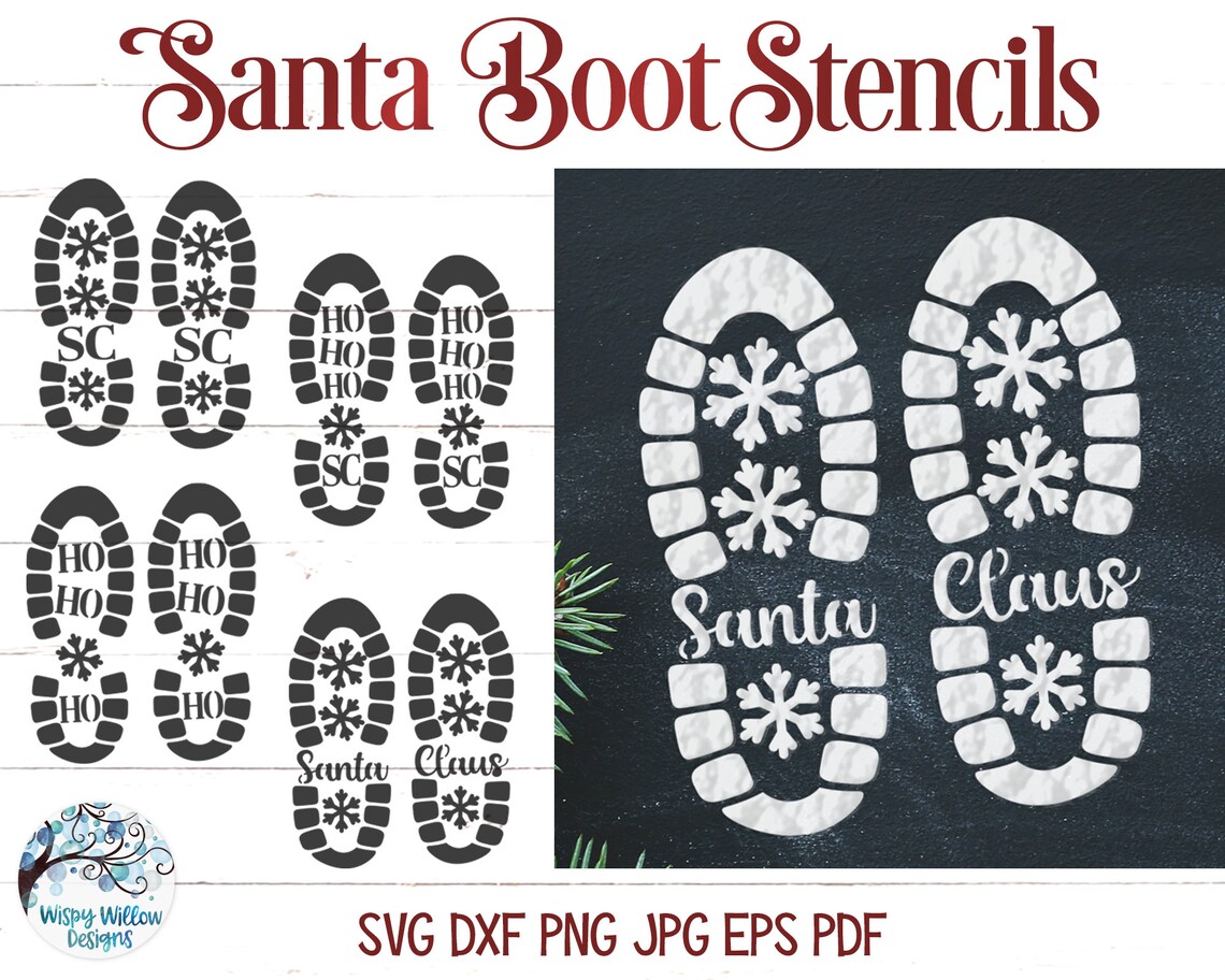 Santa Boot Print Stencils SVG Bundle Santa Claus Boot SVG - Etsy