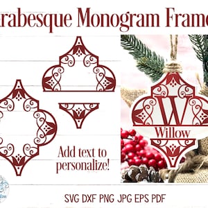 Arabesque Monogram Frames, Arabesque Christmas Ornament SVG Frames ...