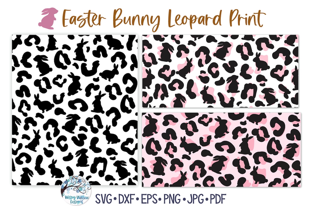 Easter Bunny Leopard Print SVG Bundle for Cricut, Rabbit Animal Print ...