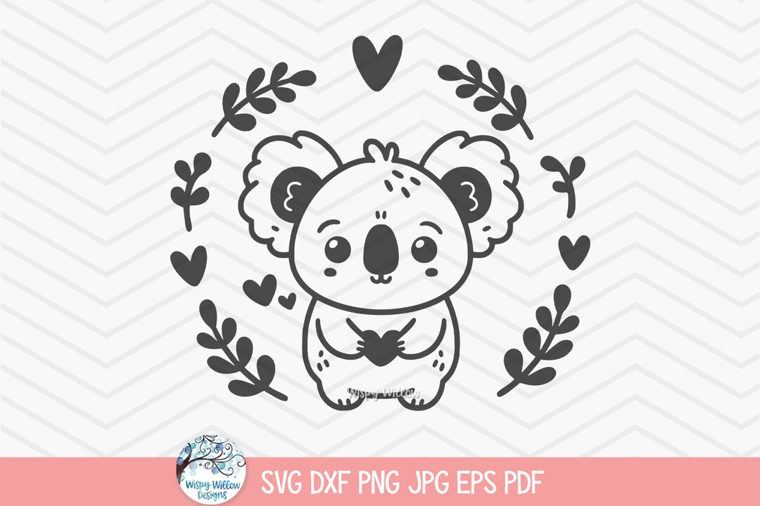 Koala SVG for Cricut, Baby Koala Bear, Valentine's Day, Kid's Animal ...