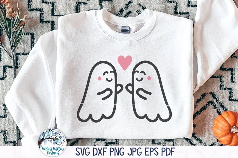 Cute Ghost SVG for Cricut, Halloween Ghost Doodle PNG, Happy Ghost With ...