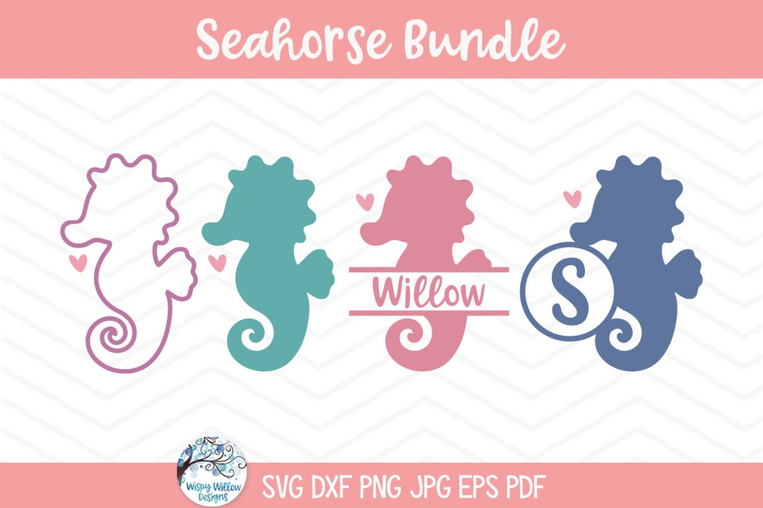 Seahorse SVG Bundle for Cricut, Baby Sea Horse Split Monogram, Cute ...