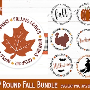 Round Fall SVG Bundle, Fall Word Round, Fall Circle SVG, Pumpkins, Fall ...
