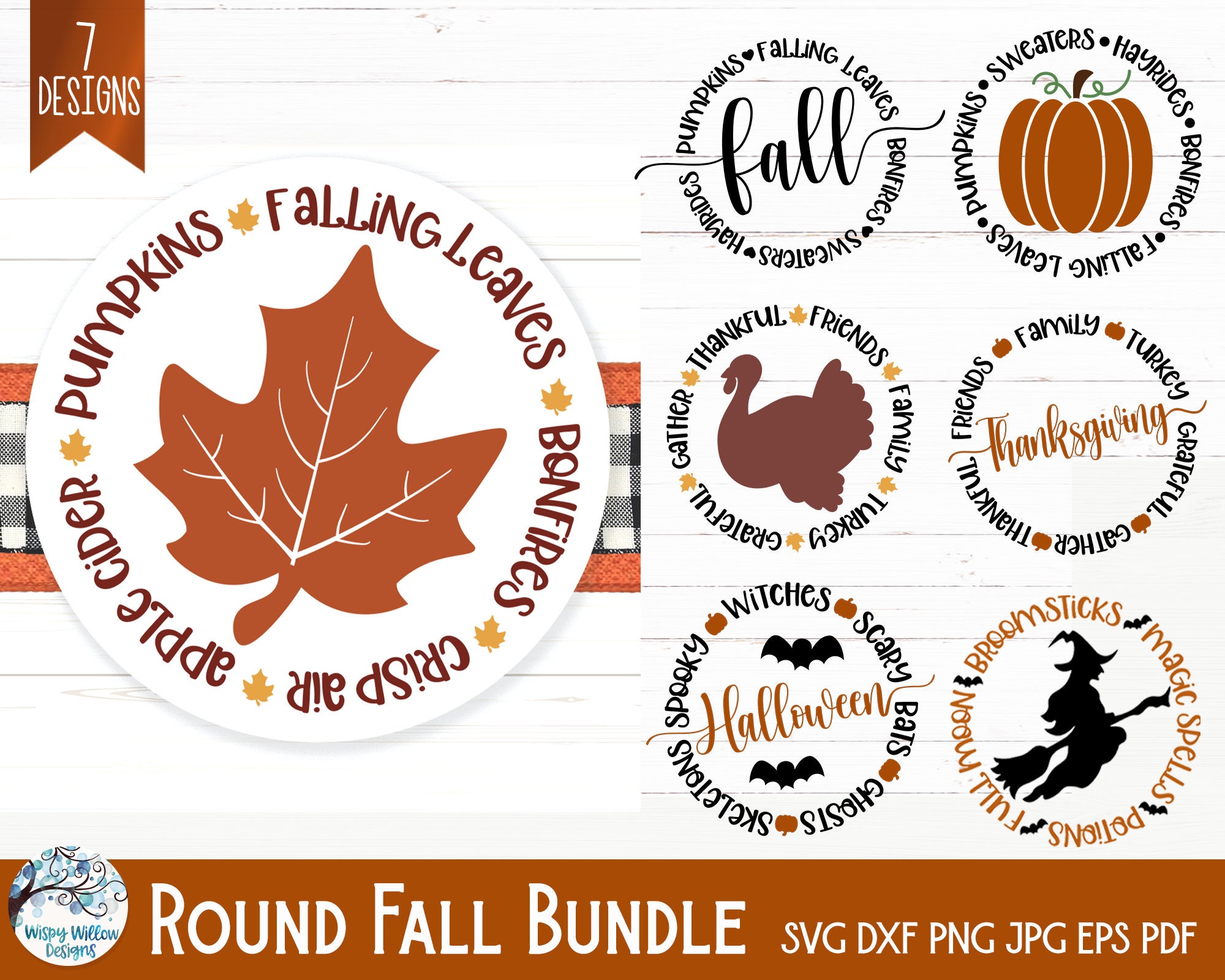 Round Fall SVG Bundle, Fall Word Round, Fall Circle SVG, Pumpkins, Fall ...