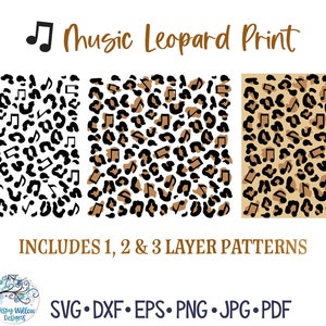 Music Leopard Print SVG Bundle for Cricut, Music Notes Print PNG, Song ...