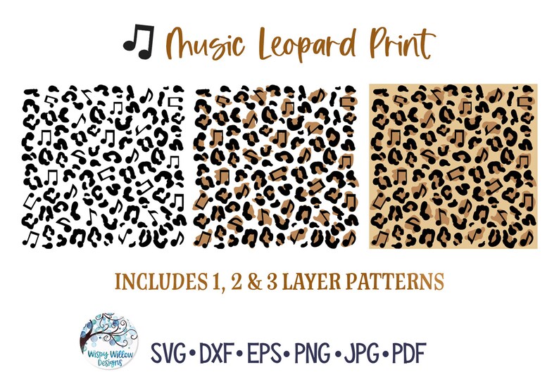 Music Leopard Print SVG Bundle for Cricut, Music Notes Print PNG, Song ...