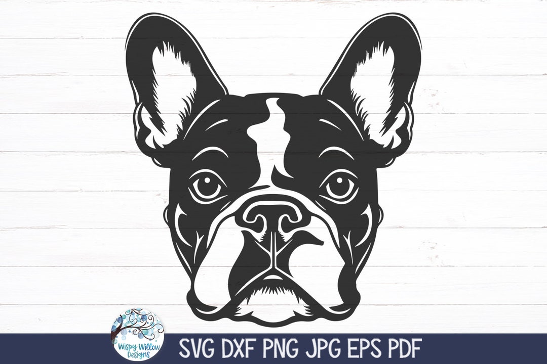 French Bulldog SVG, Cute Puppy Dog Clipart, Dog Face Silhouette PNG ...