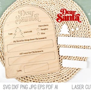 Dear Santa Letter Christmas SVG File for Laser Cutter, Dry Erase Board ...