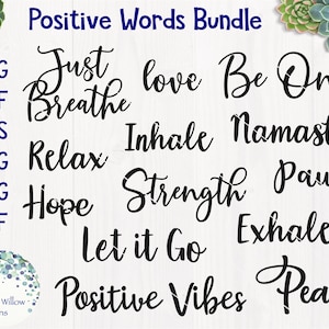 Positive Words Bundle, SVG, DXF, Jpg, Png, Eps, Png, Motivation ...
