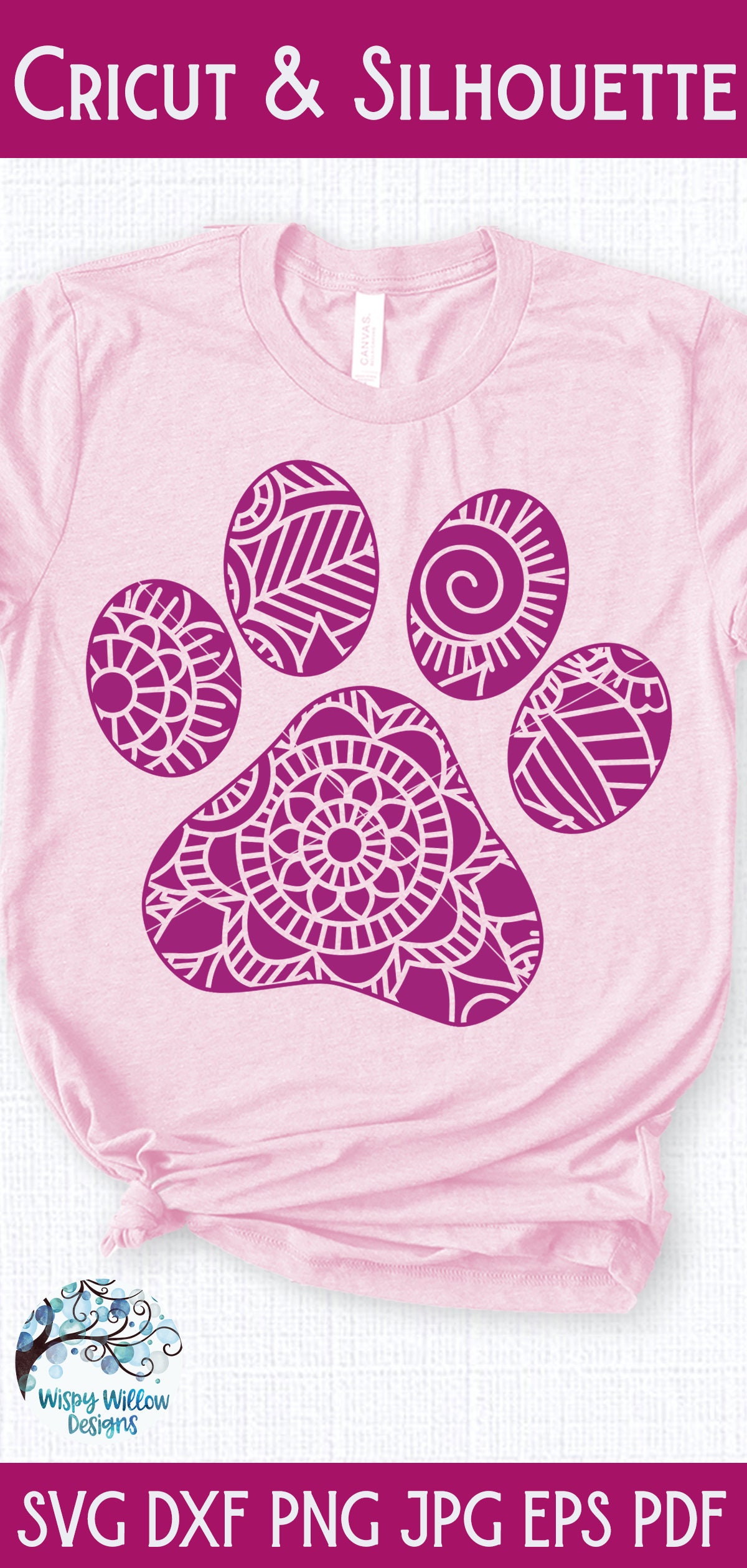 Paw Print Mandala SVG Dog Paw Mandala SVG Paw Print Svg Paw | Etsy