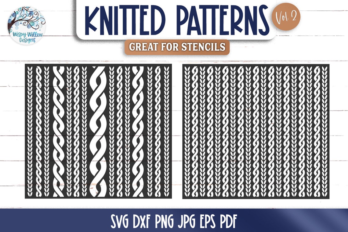 Knitted Pattern SVG Bundle, Knitting Texture Stencils for Cricut, Cable Stitch Knit Design ...