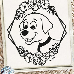 Dog With Flowers SVG, Floral Dog Svg, Puppy Svg, Dog Sign Svg, Floral ...