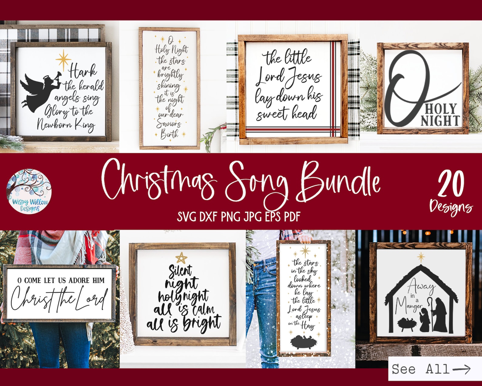 Christmas Song SVG Bundle for Cricut, Religious Holiday Signs ...