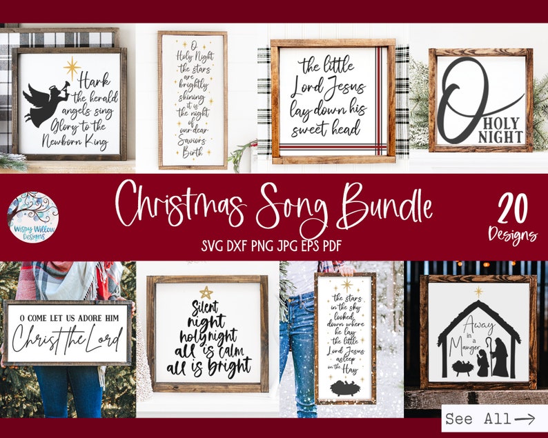 Christmas Song SVG Bundle for Cricut Religious Holiday Signs - Etsy