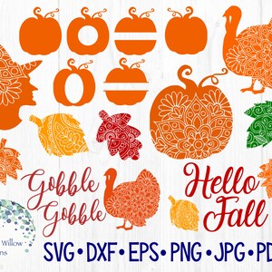 Fall Bundle, SVG, DXF, Png, Halloween, Thanksgiving, Leaves, Floral ...