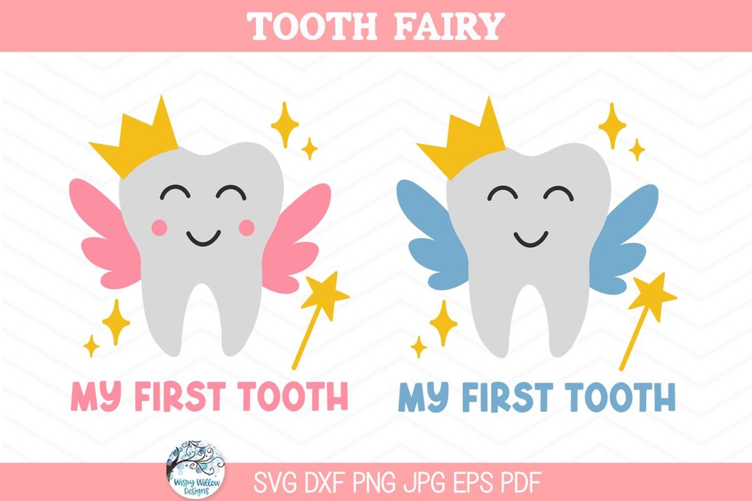 My First Tooth SVG File for Cricut, Tooth Fairy Girl Princess With Wand ...