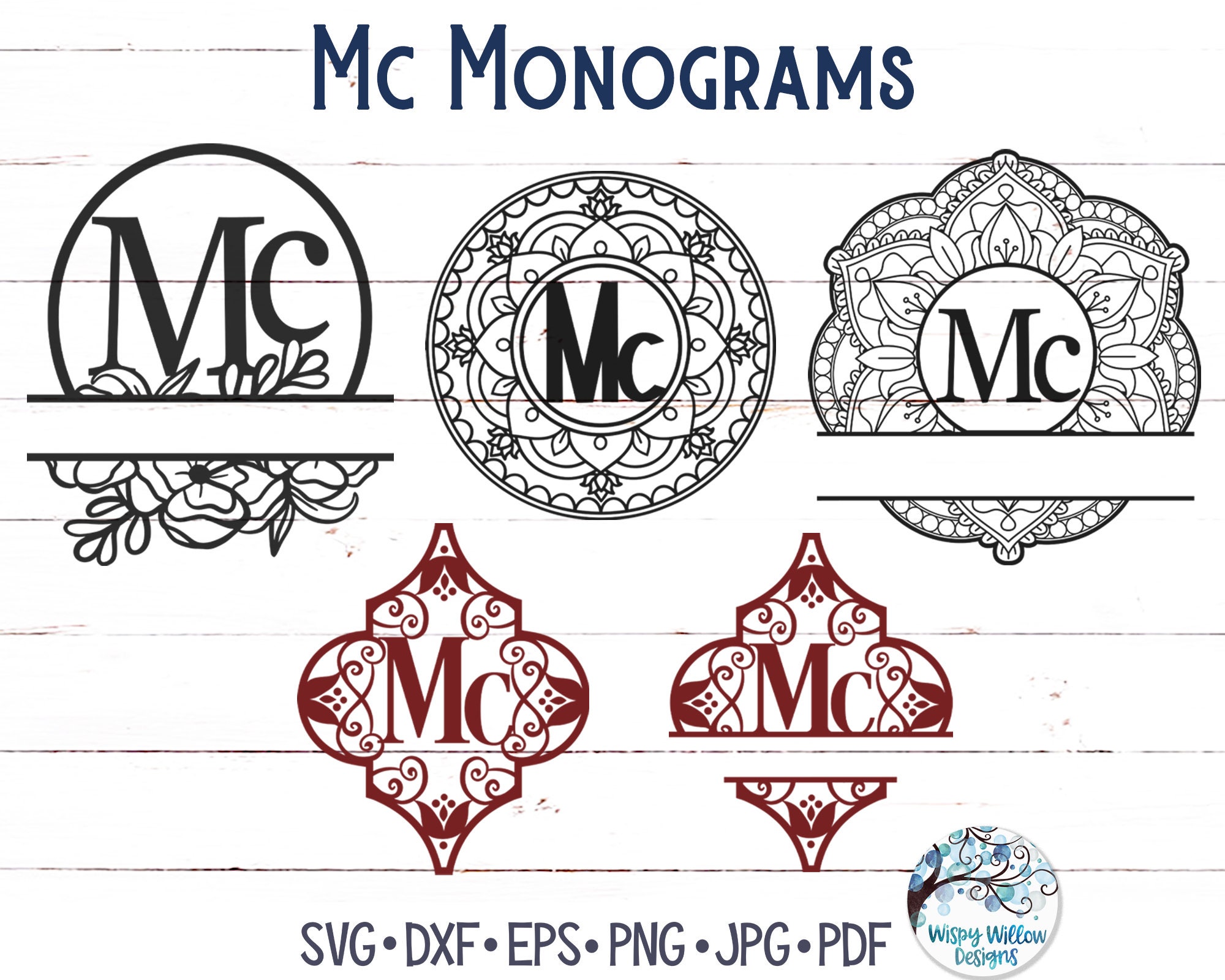 Mc Monogram Svgs Mc Svgs Mandala Monogram Svg Floral | Etsy New Zealand