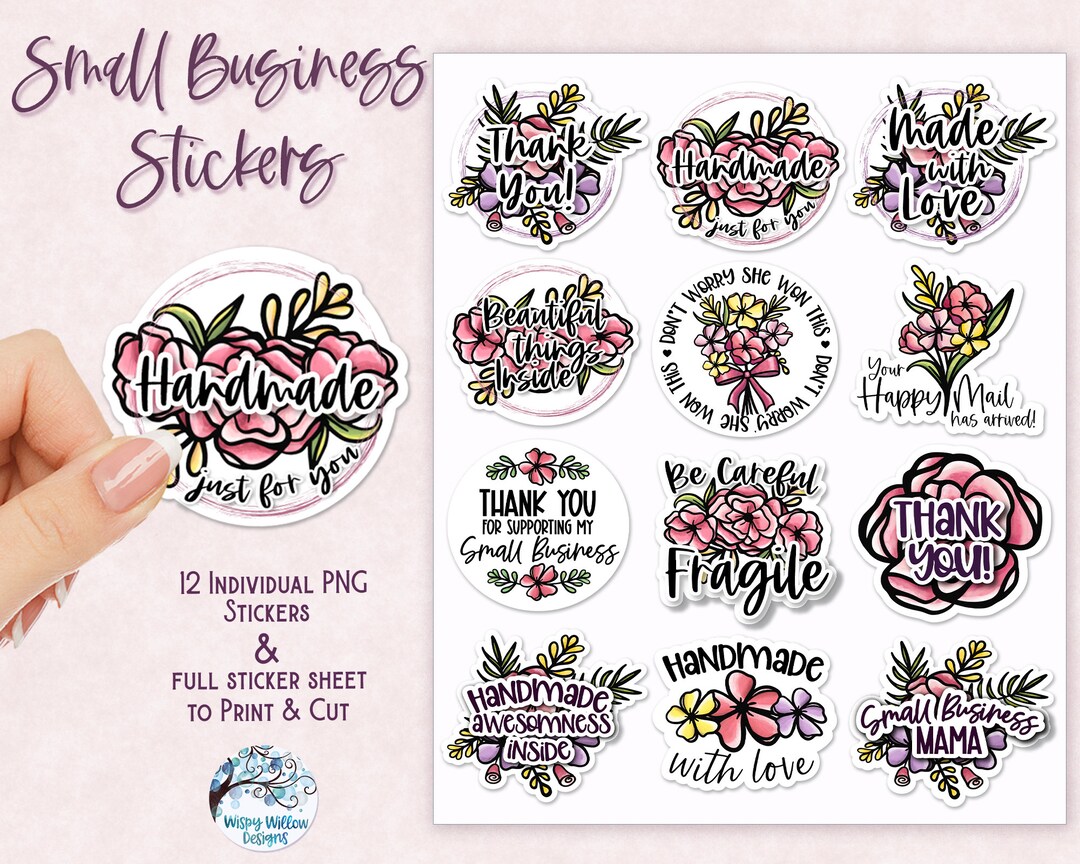 Small Business Stickers PNG, Printable Packaging Stickers, Floral ...