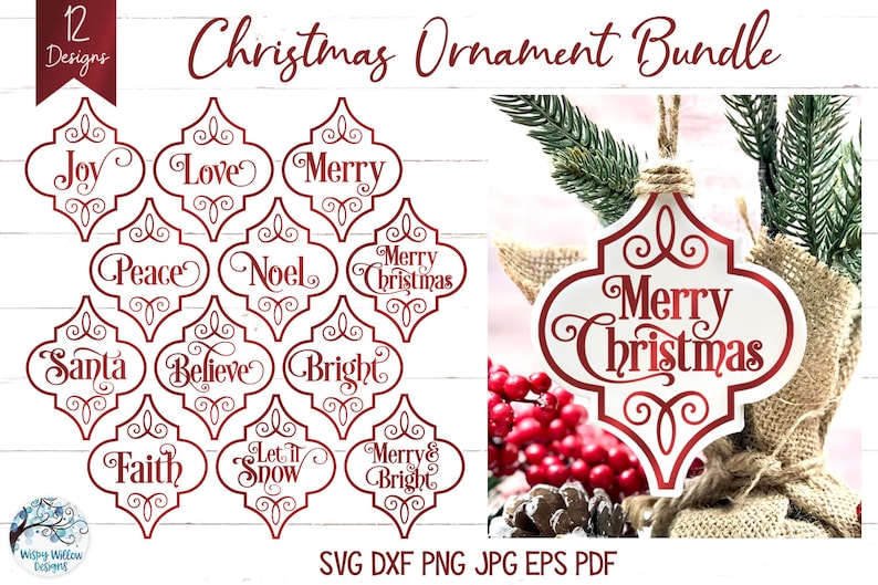 Arabesque Tile Christmas Ornament SVG File Bundle for Cricut, Merry ...
