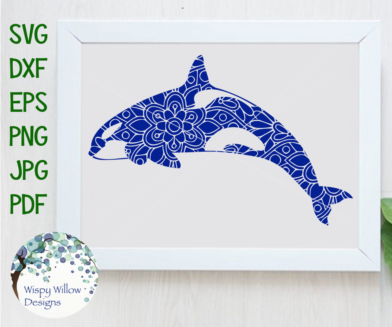 Orca Killer Whale SVG DXF PNG Eps Jpg Whale Mandala | Etsy