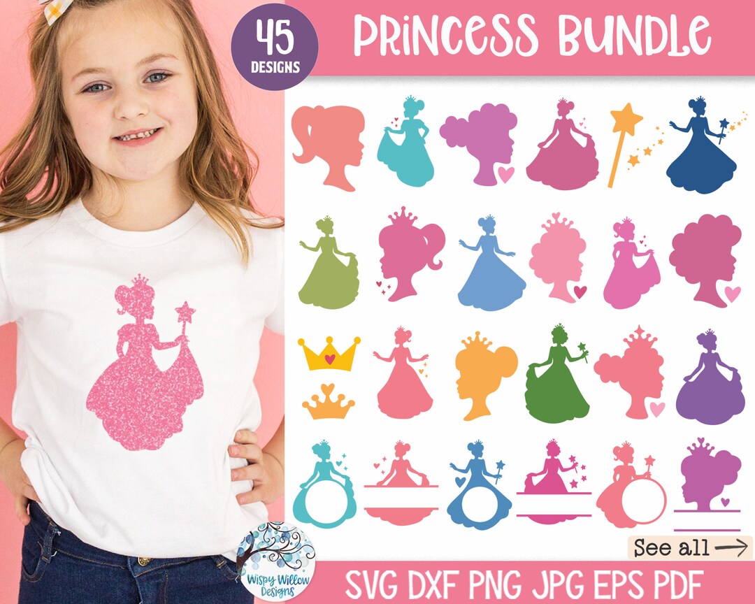 Princess SVG Bundle for Cricut, Pretty Princess Silhouette Svgs ...