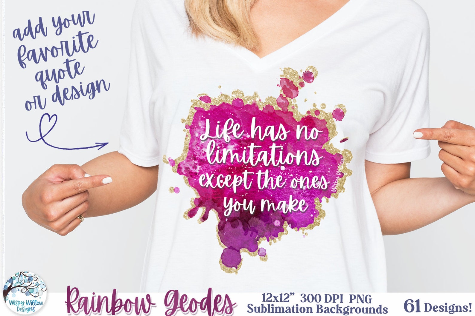 Rainbow Geode Sublimation Background Bundle, Watercolor Glitter ...