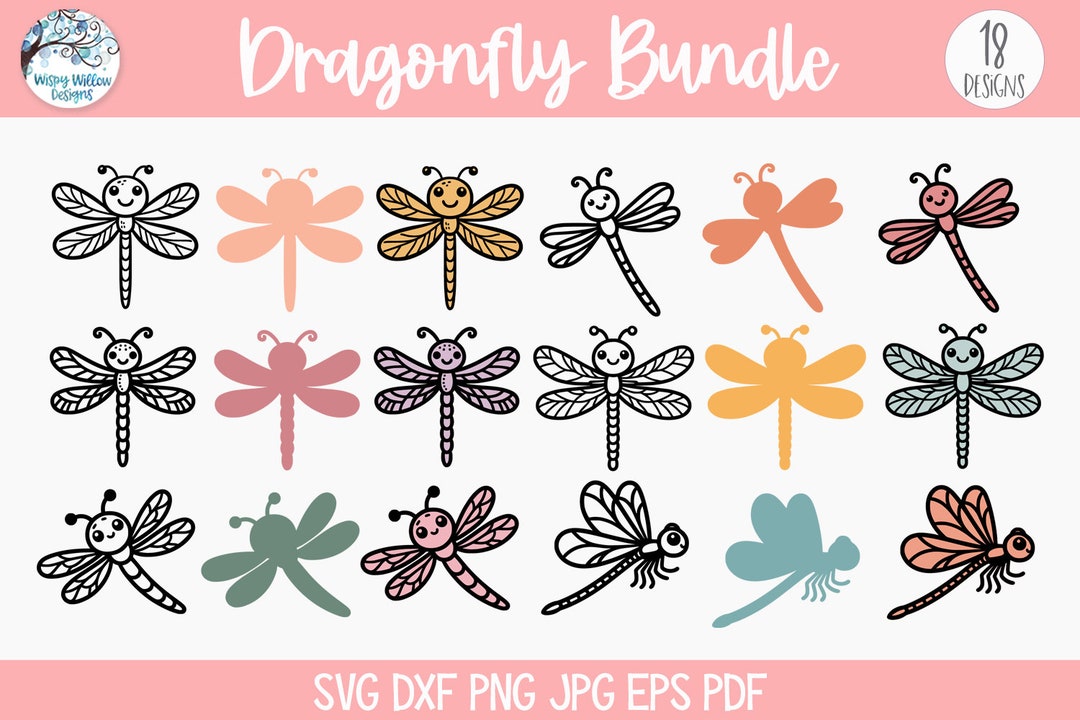 Dragonfly SVG Bundle for Cricut, Layered Dragonflies, Dragonfly Silhouette Clipart PNG JPG ...