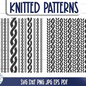 Knitted Pattern SVG Bundle, Knitting Yarn Texture PNG, Cable Stitch ...