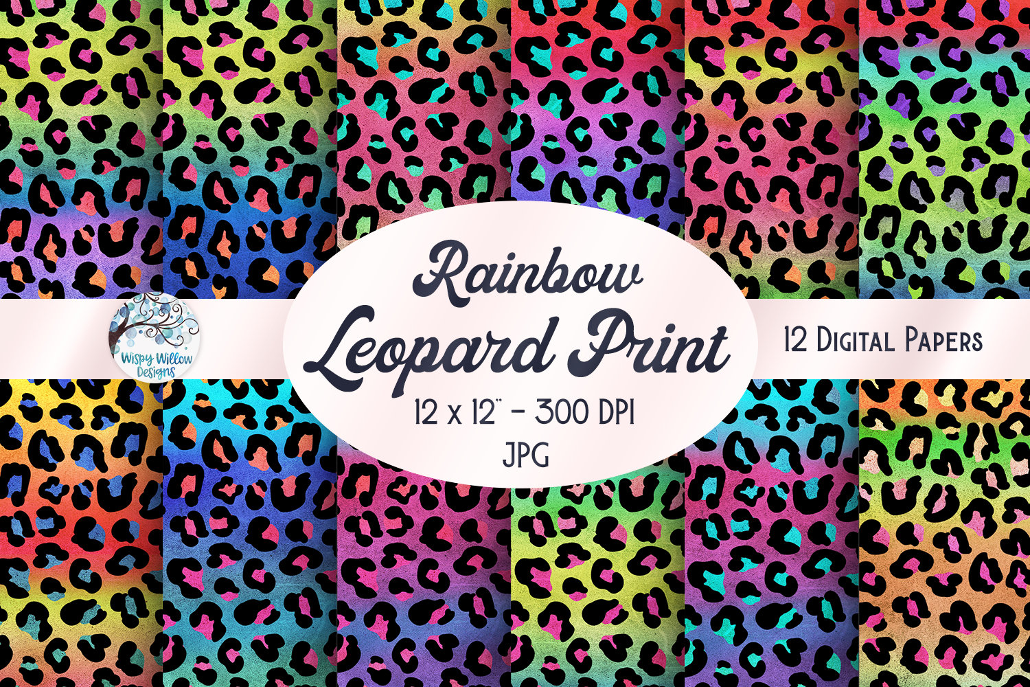 Rainbow Leopard Print Digital Papers Bundle Leopard Print - Etsy