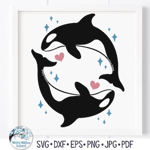 Orca SVG, Two Orcas Swimming in Circle SVG, Killer Whales Svg, Orca ...