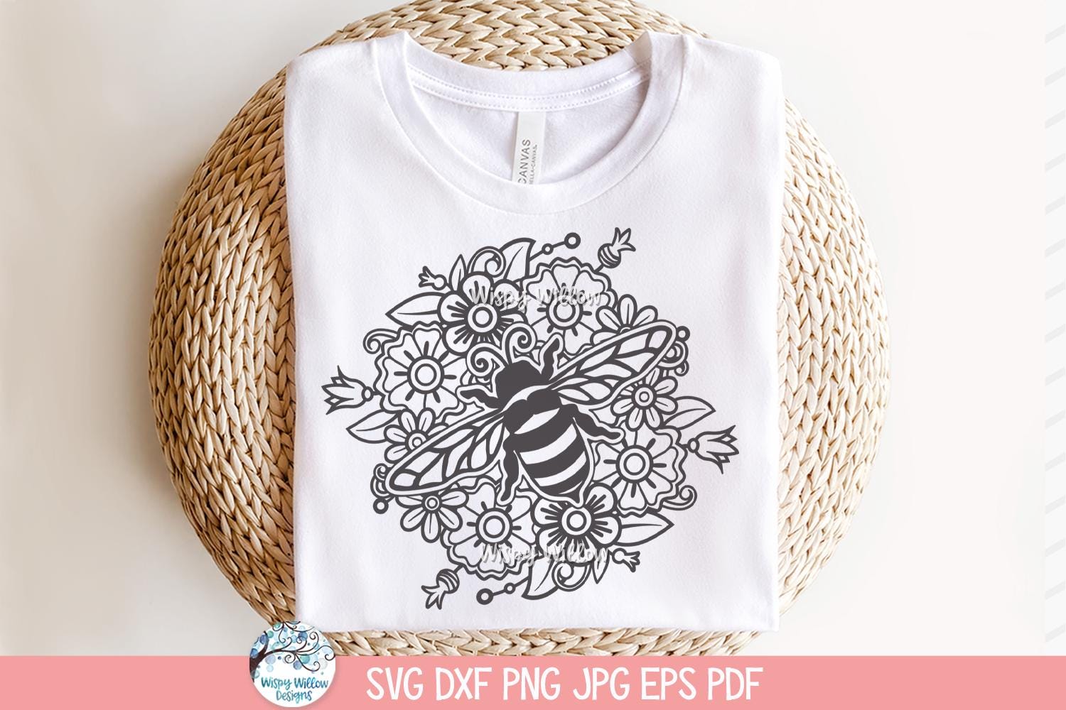 Bee and Flower Mandala SVG File for Cricut, Summer Animal Zentangle ...
