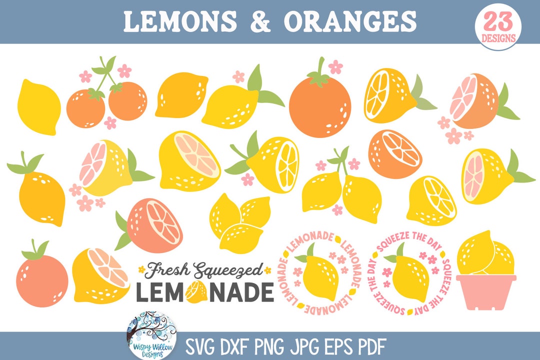 Lemon SVG Bundle for Cricut, Lemonade, Tropical Fruit Silhouette ...