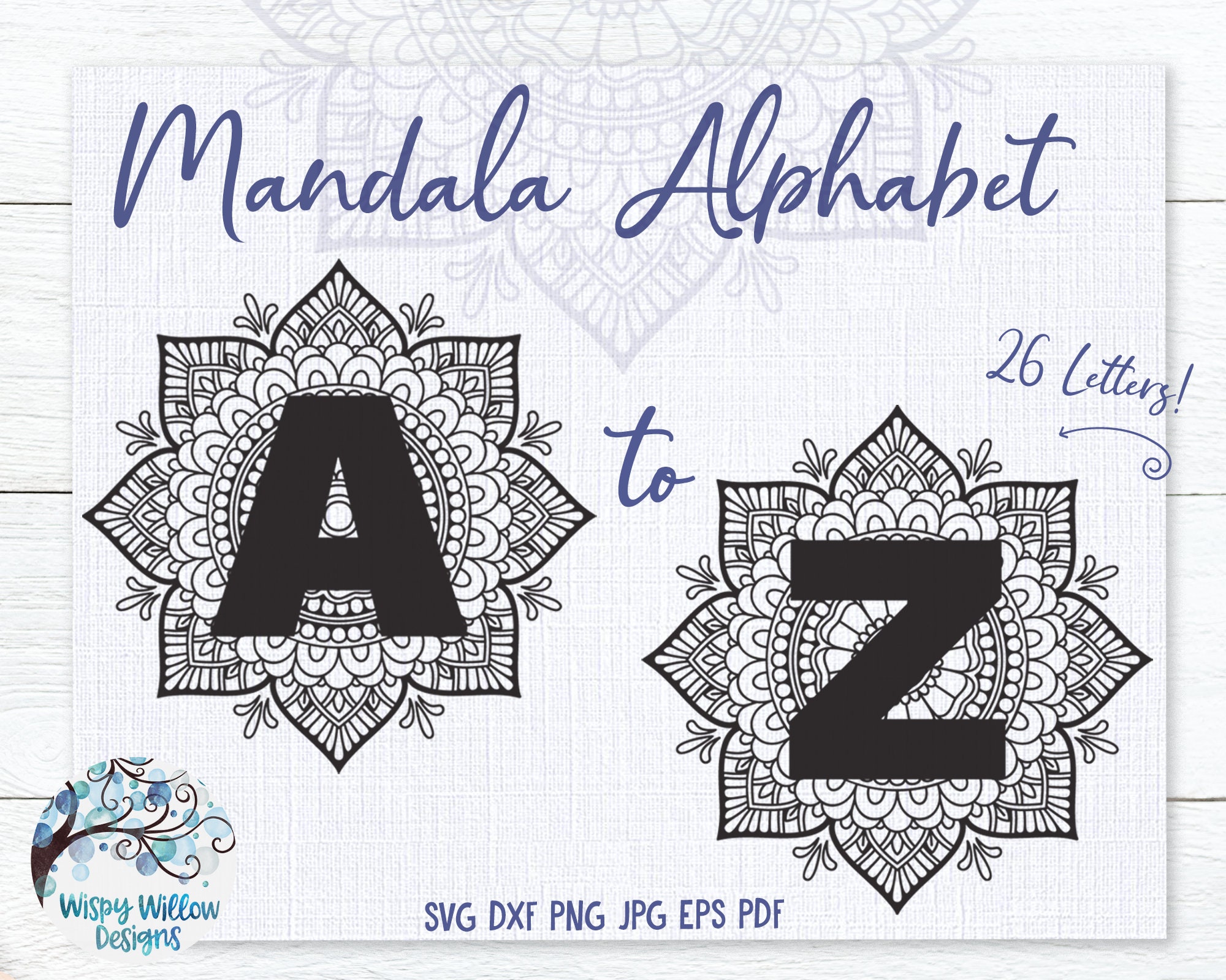 Mandala Alphabet SVG Bundle A to Z SVG Letters Mandala | Etsy