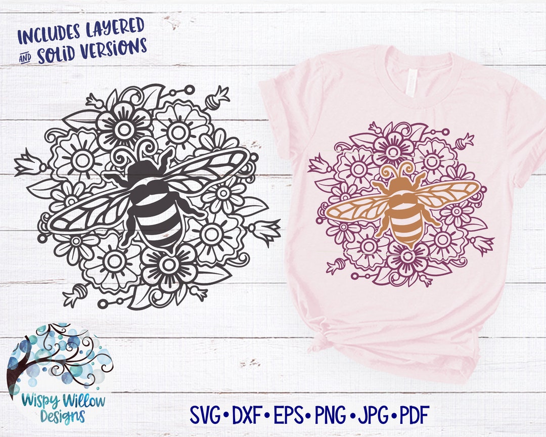 Bee and Flower Mandala SVG, Bee Mandala, Flower Mandala, Bee Svg, Bee ...