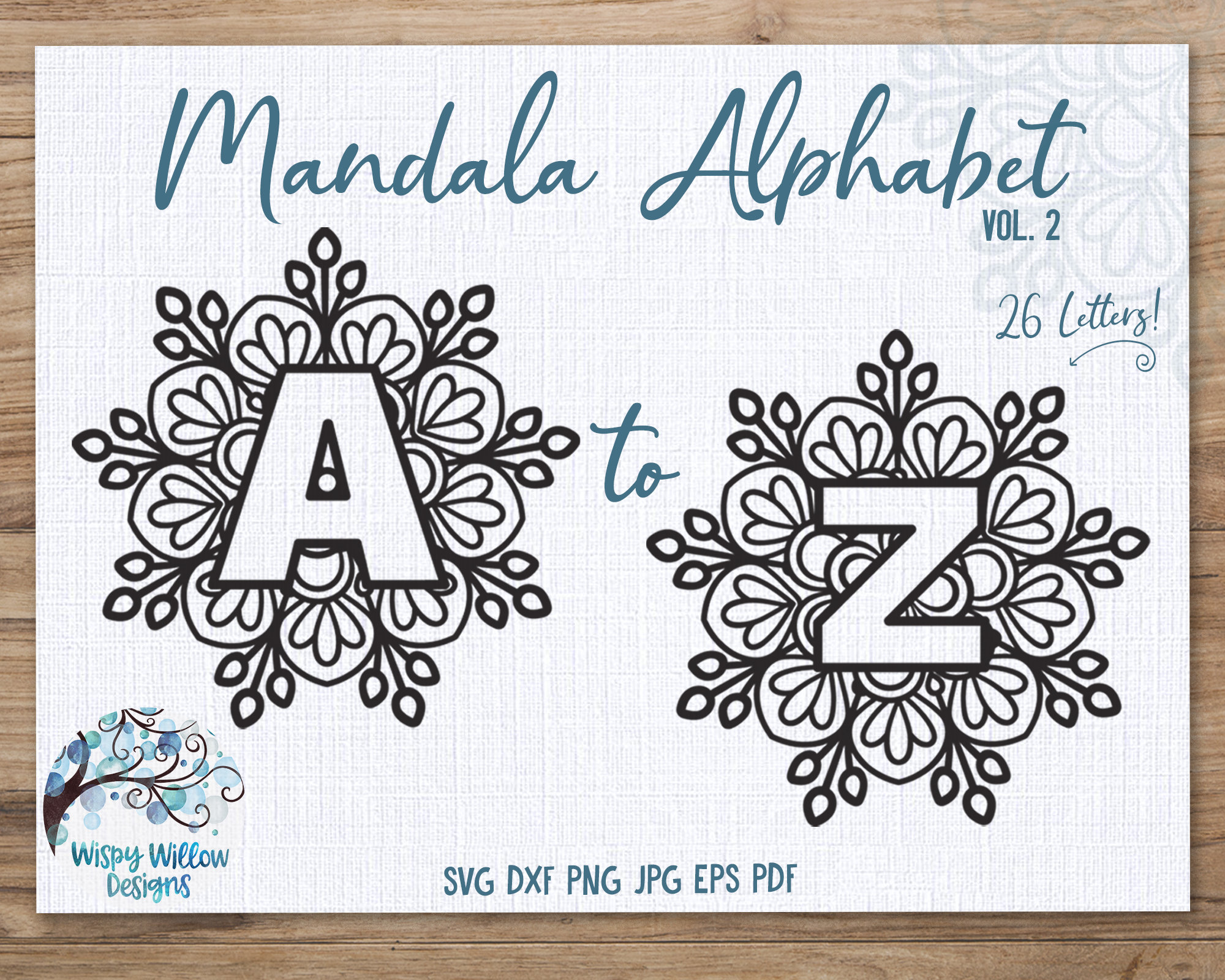 Mandala Alphabet SVG Bundle A to Z SVG Letters Mandala | Etsy