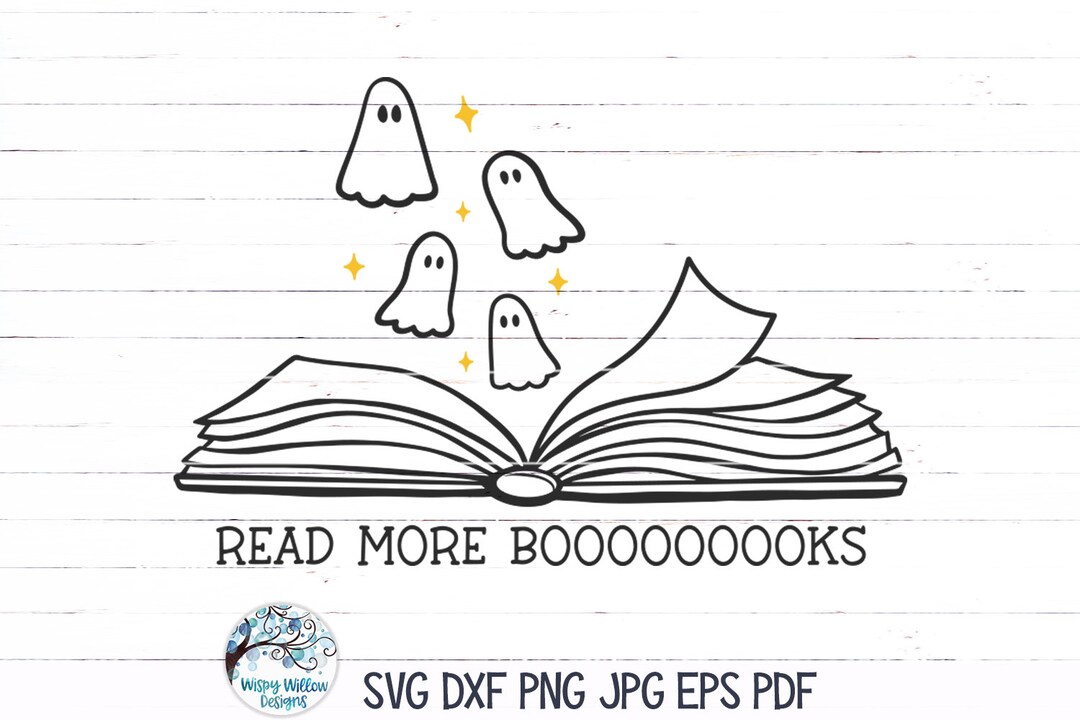 Read More Books SVG for Cricut, Funny Halloween Ghost PNG, Boo ...