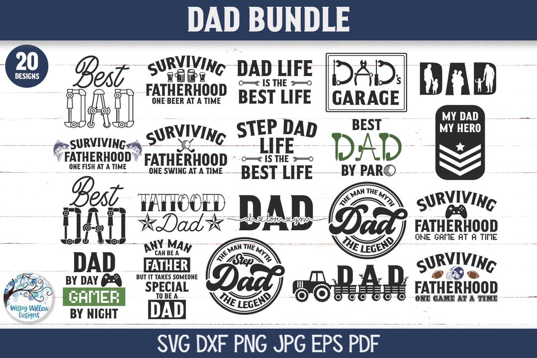 Dad SVG Bundle for Cricut, Father's Day Quote Designs, Funny Dad Shirts ...
