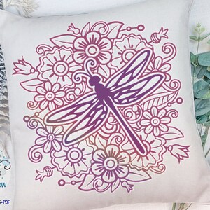 Dragonfly Mandala SVG, Summer Floral Dragonfly Zentangle, Intricate ...