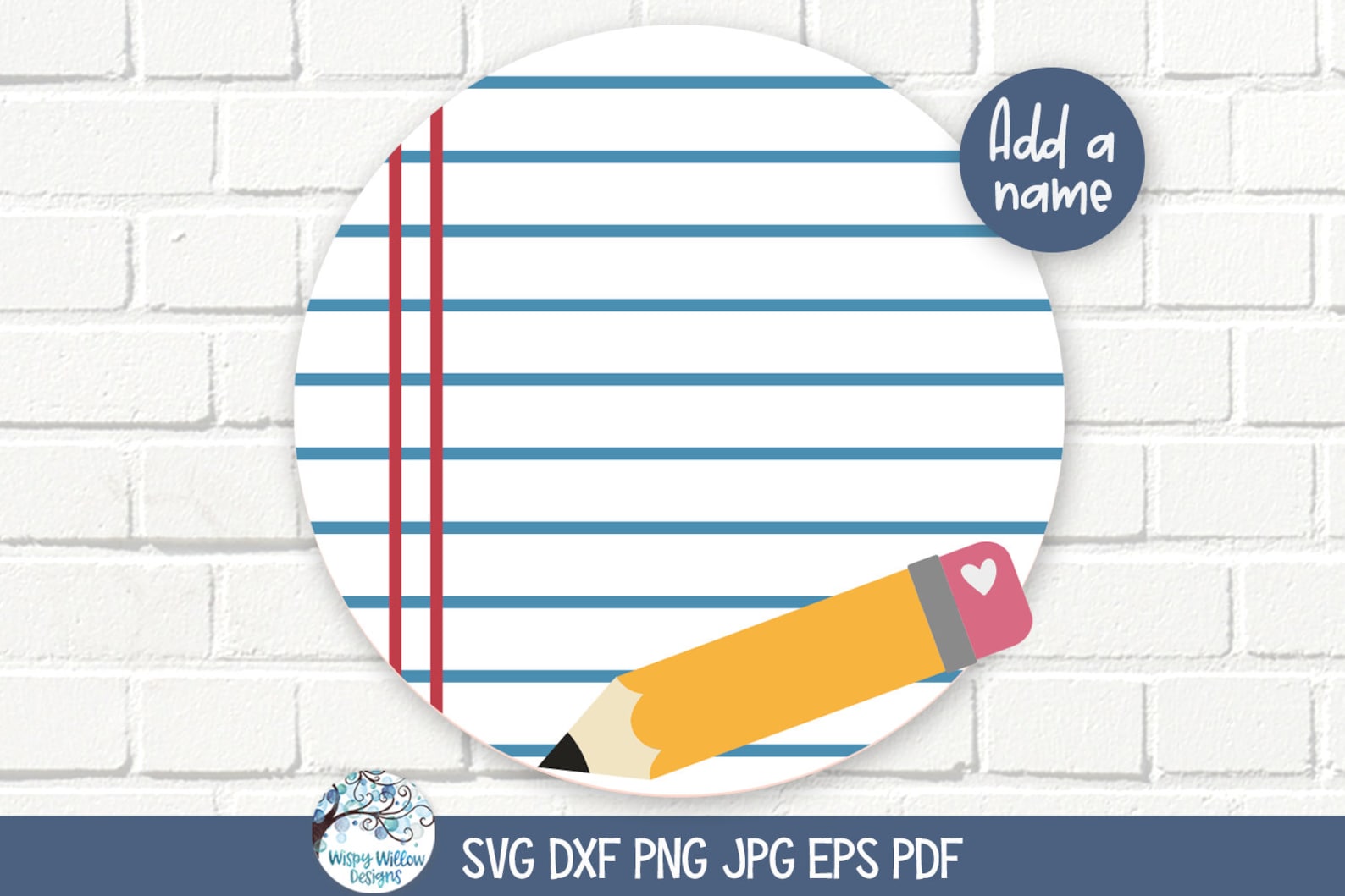 Teacher Sign SVG for Cricut, School Notebook Paper With Pencil Door ...