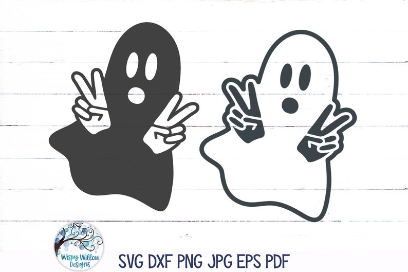 Ghosts With Peace Fingers SVG for Cricut, Cute Halloween Ghost Peace ...