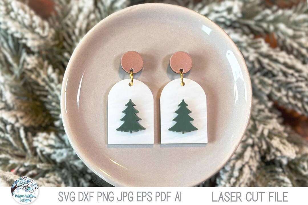 Christmas Tree Earring File SVG for Glowforge or Laser Cutter, Modern ...