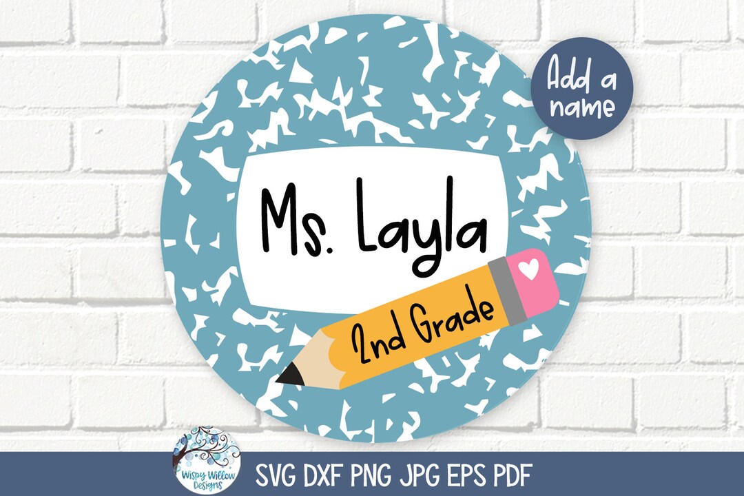 Teacher Sign SVG for Cricut, Composition Notebook With Pencil Door Sign ...