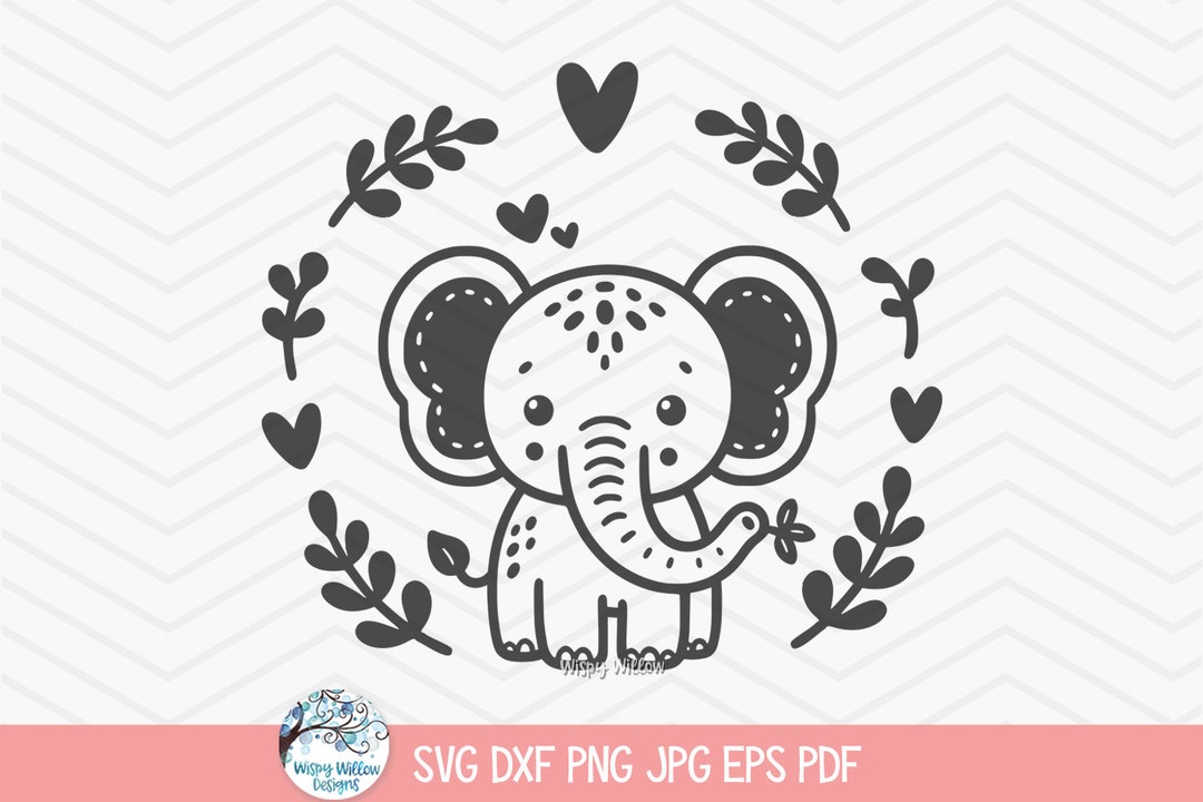 Elephant SVG for Cricut, Baby Elephant, Jungle Animal Clipart PNG, Baby ...