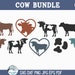 Cow SVG Bundle for Cricut, Cow Head Silhouette Clip Art PNG JPG, Split ...
