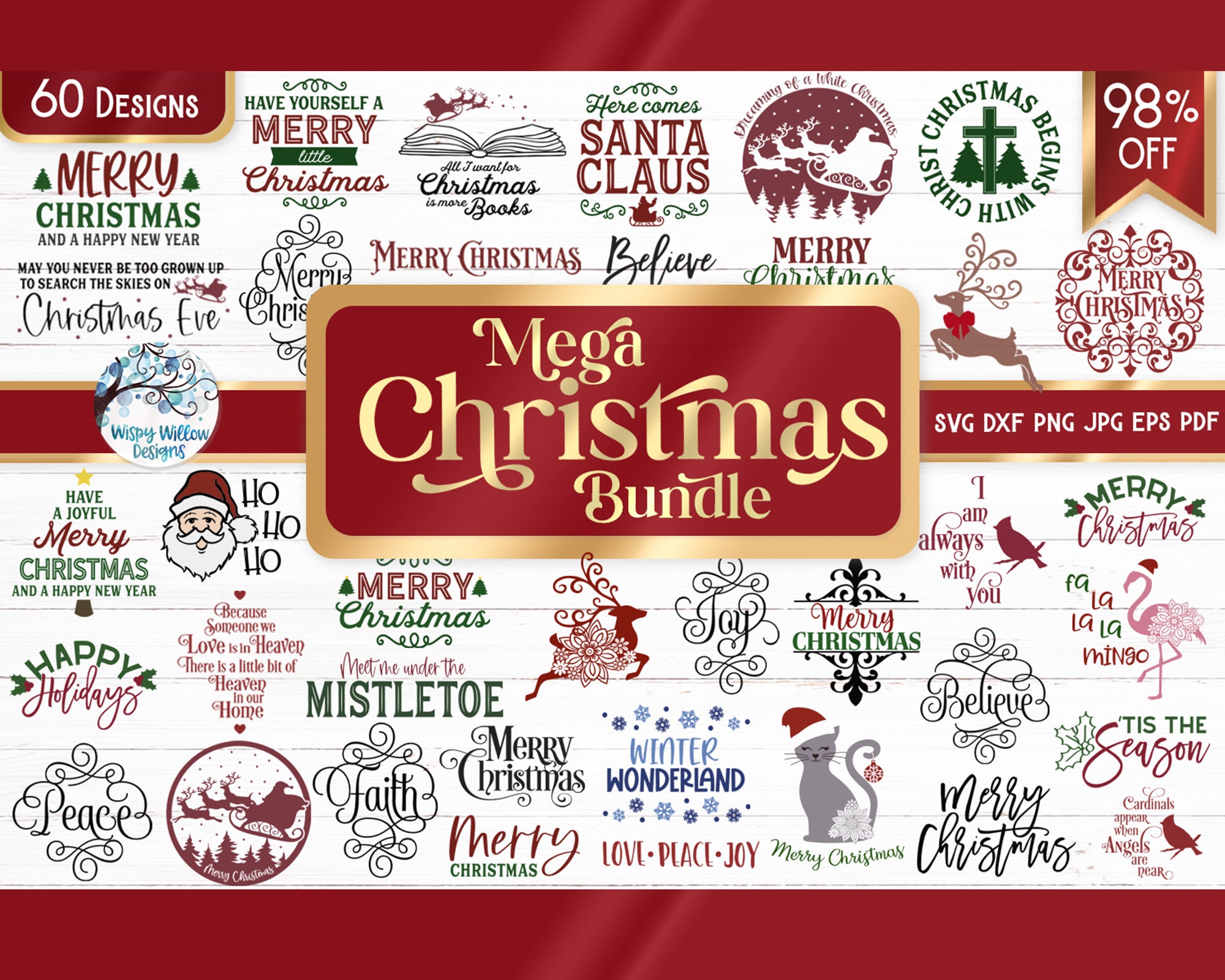 Mega Christmas SVG Bundle for Cricut Farmhouse Christmas - Etsy