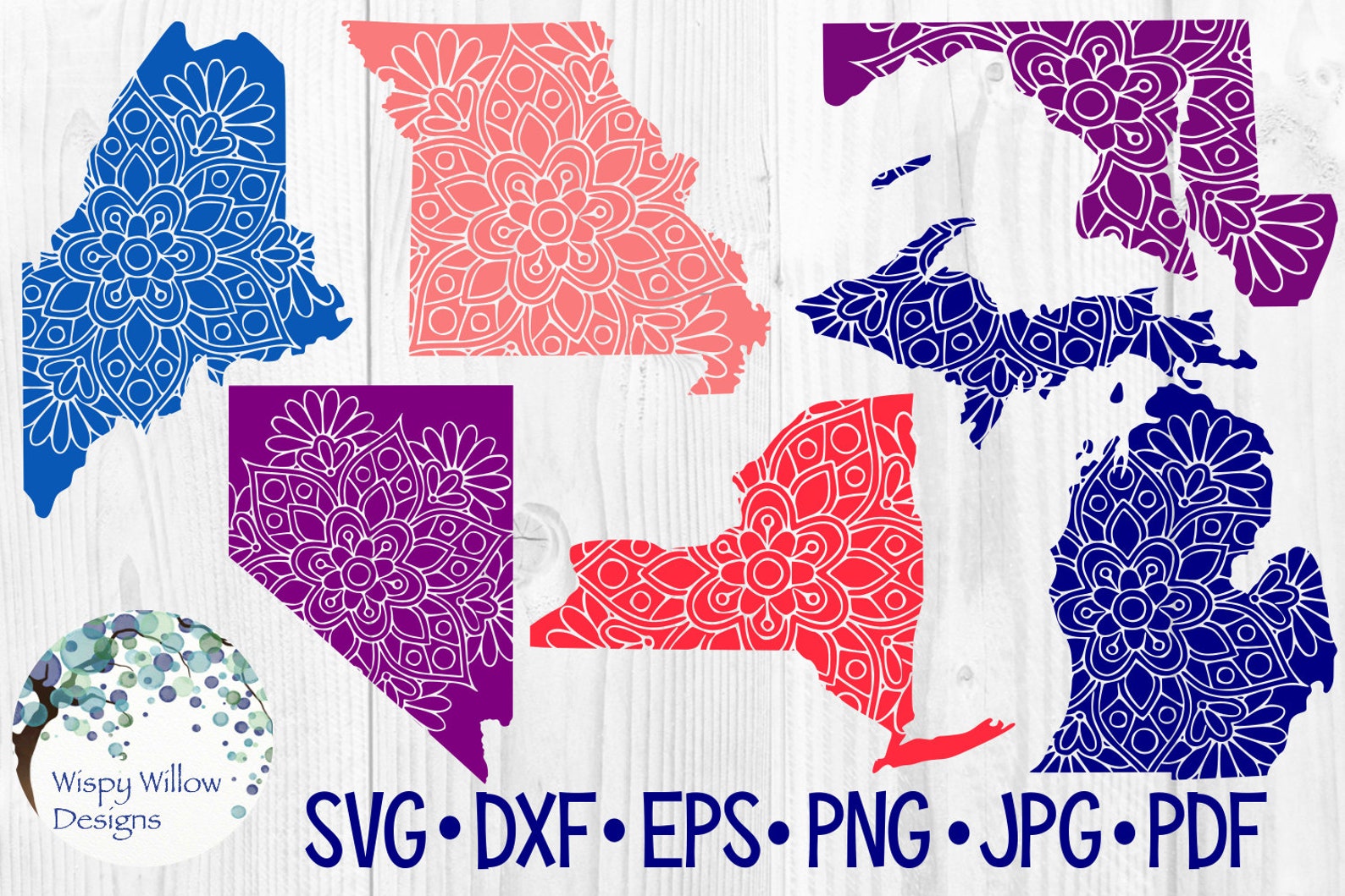 50 States Mandala SVG Bundle USA Mandala Svg DXF Png 50 - Etsy