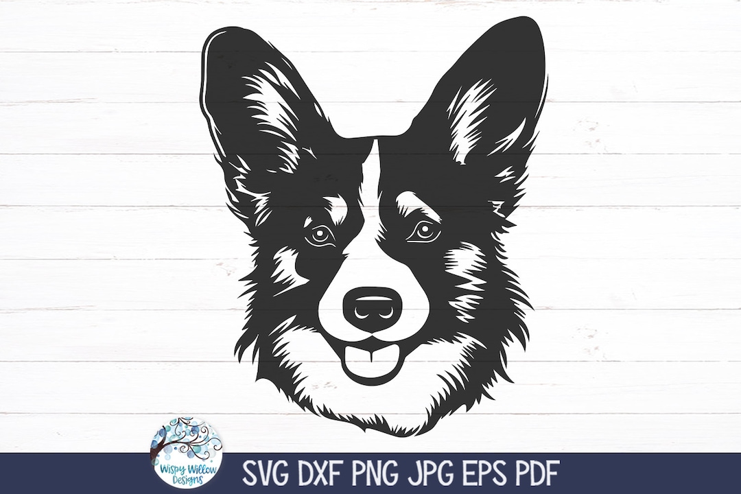 Corgi SVG, Welsh Corgi Dog Face Clipart PNG, Dog Silhouette, Vinyl ...