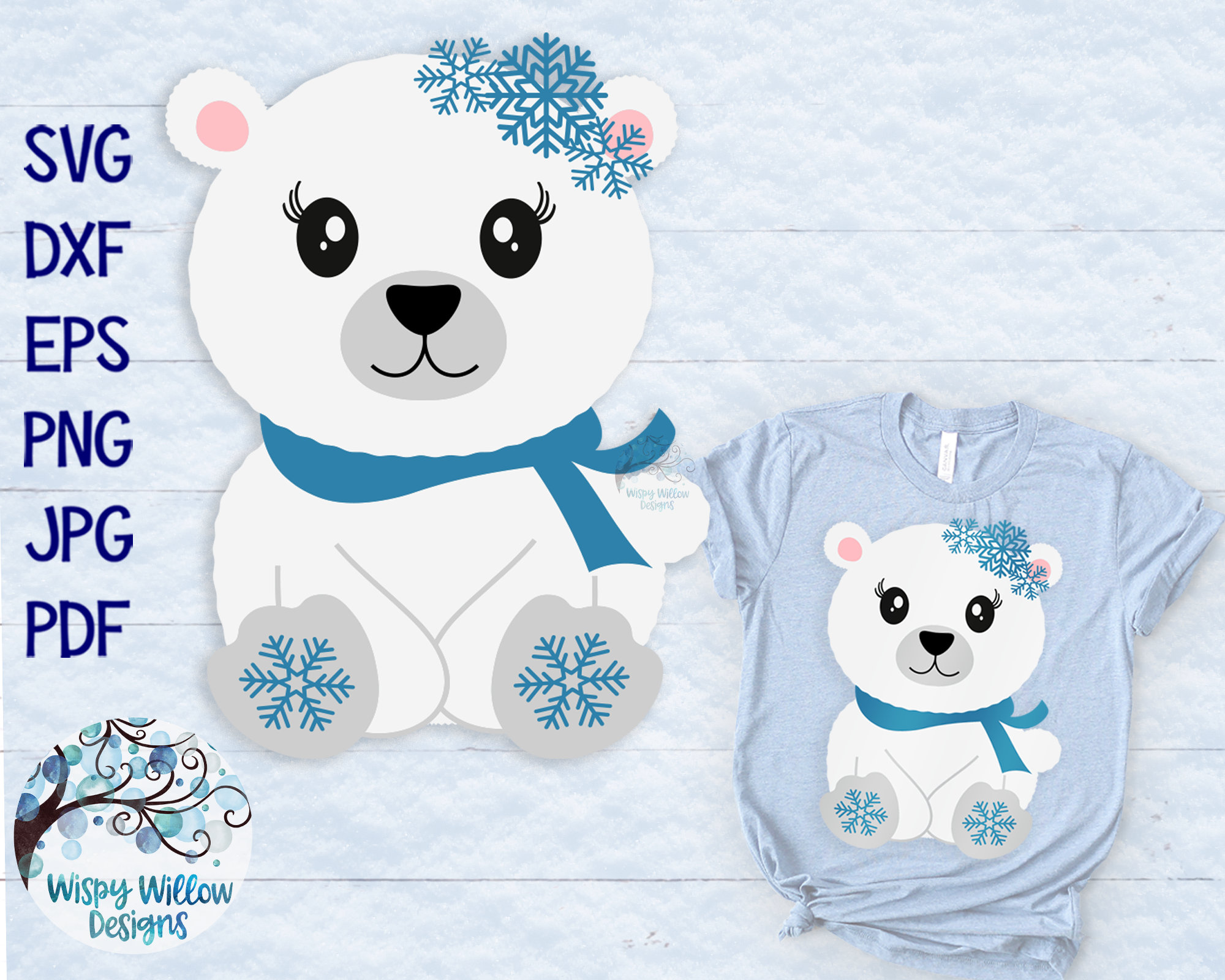 Polar Bear SVG DXF Png Cute Polar Bear SVG Snowflake Bear | Etsy
