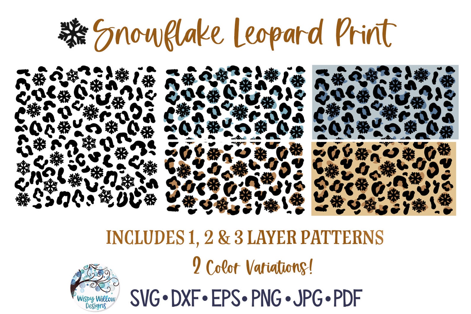 Snowflake Leopard Print SVG Bundle for Cricut Winter Holiday - Etsy